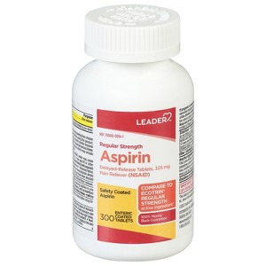 Leader Aspirin Regular Strength Enteric Coated Tablets for Temporary ...