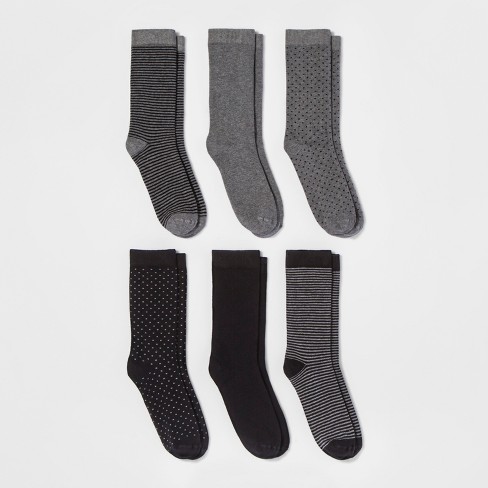 Women's Multipattern 6pk Crew Socks - A New Day™ Black/gray 4-10 : Target