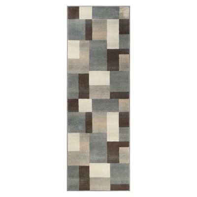 Modern Geometric Color Block Indoor Area Rug Or Runner, 2'7"x10', Grey ...