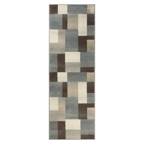 Modern Geometric Color Block Indoor Area Rug Or Runner, 2'7"x10', Grey ...