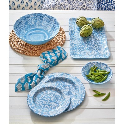 Tag 11 In. Cottage Blue White Flower Melamine Plastic Dinnerware Plates ...