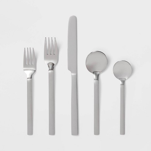 20pc Squared Straight Flatware Set Stainless Steel - Room Essentials ...