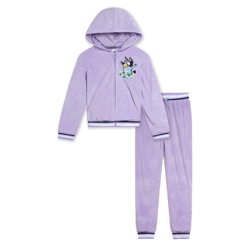 Bluey Girls Velour Zip Up Hoodie And Jogger Pants Outfit Set Toddler ...