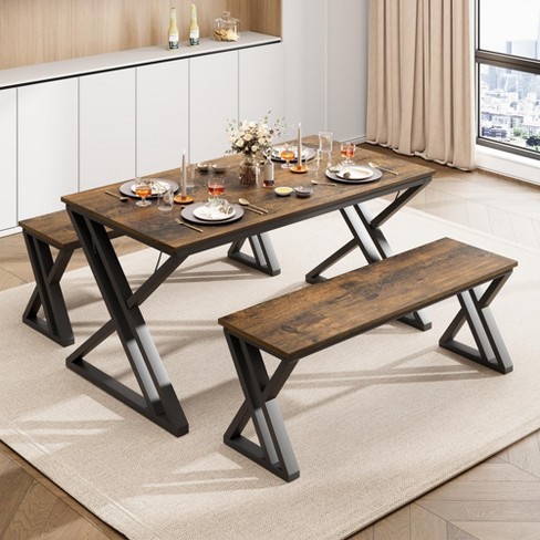 Dining Table Bench Set For 4, Kitchen Table Set With 2 Benches : Target