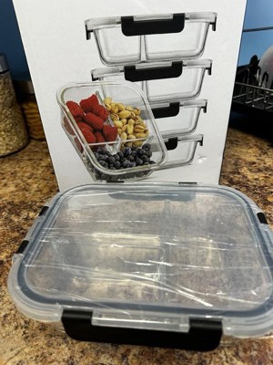 Joyjolt 3-sectional Divided Food Prep Food Storage Containers With Lids ...
