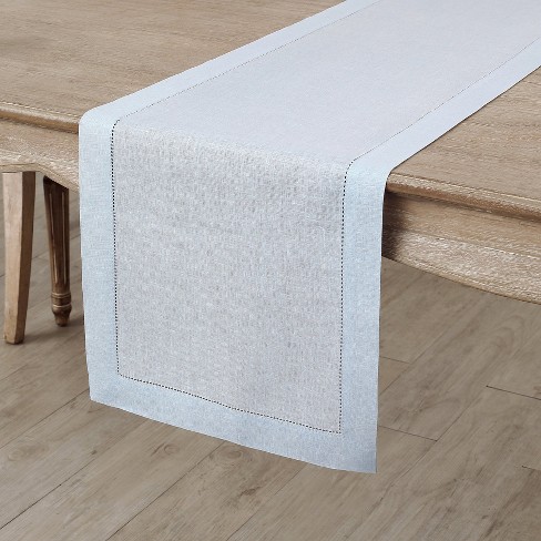 Solino Home Linen Classic Hemstitch Light Blue Table Runner 14 X 120 ...