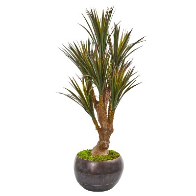 HomeStock 47 in. H Green Artificial Yucca Plant in Planter for Indoor ...