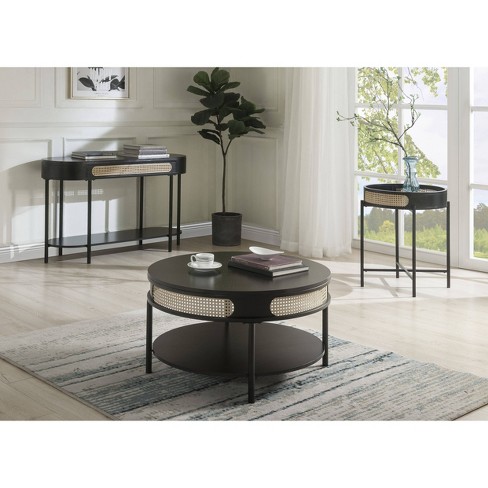 32" Colson Coffee Table Black Finish - Acme Furniture: Round, Metal ...