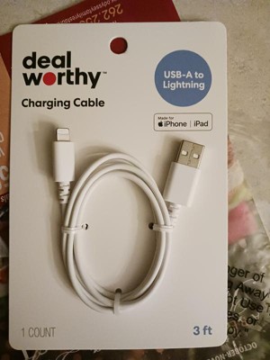 3' Lightning To Usb-a Charging Cable - Dealworthy™ White : Target