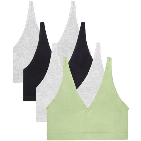 Smart & Sexy Women's Comfort Cotton Plunge Bralette 4 Pack Grey/black ...