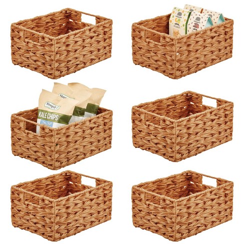 Mdesign Woven Farmhouse Kitchen Pantry Food Storage Basket Box, 6 Pack ...