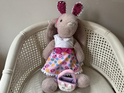 Plush Easter Bunny Baskets For Kids With Handles, White - Plushible ...