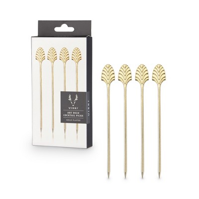 Viski Gold Art Deco Cocktail Picks-heavy Duty Toothpicks Stainless ...
