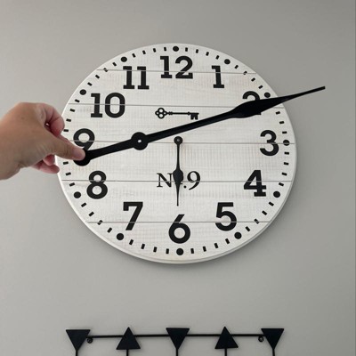 26" Farmhouse Wood Wall Clock White - Threshold™: Rustic Indoor ...