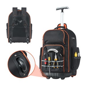 72-Pocket Rolling Tool Backpack with Wheels, Heavy-Duty Oxford Fabric ...