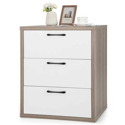 Costway 3 Drawer Dresser Chest Of Drawer Storage Cabinet With Wide ...