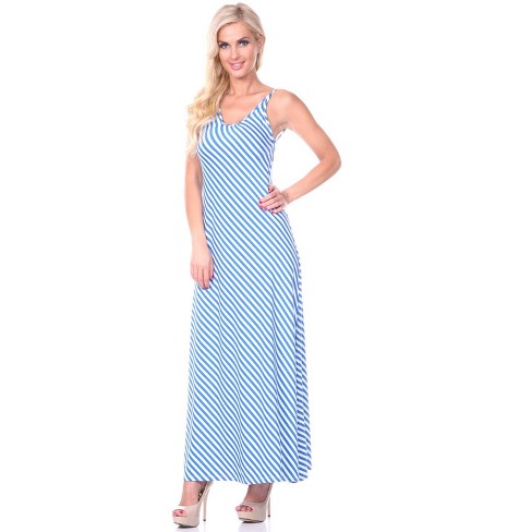 Women's Backless Striped Maxi Dress Blue Small/medium - White Mark : Target
