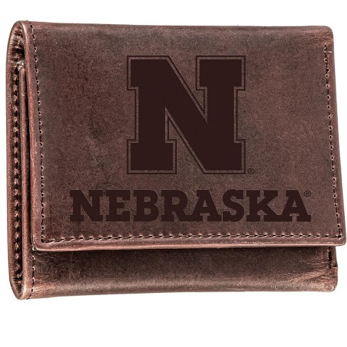 Evergreen Ncaa Nebraska Cornhuskers Brown Leather Trifold Wallet ...