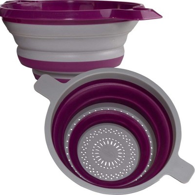 Kitchen Maestro Collapsible Colander And Strainer, Set Of 2 Purple : Target