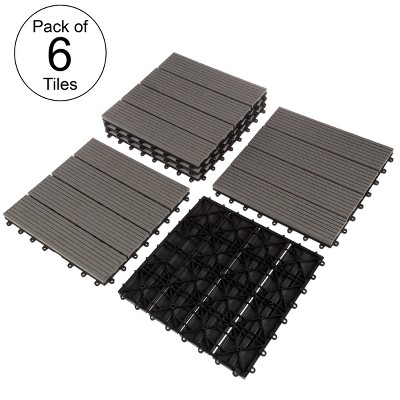 Patio Floor Tiles - Set Of 6 Wood/plastic Composite Interlocking Deck ...