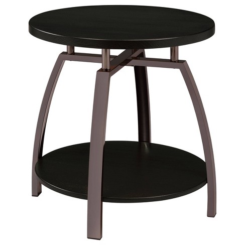 Dacre Round End Table Charcoal/black Nickel - Coaster : Target