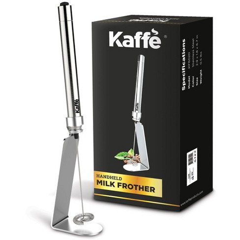 Kaffe Handheld Milk Frother With Stand - Stainless Steel: Battery ...