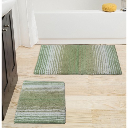 Set Of 2 Gradiation Rug Collection Sage Cotton Tufted Bath Rug Set ...