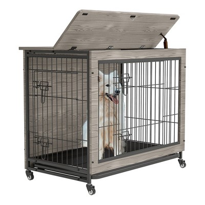 Dog Crate Furniture, Wooden Dog Kennel With Room Divider And Tray ...