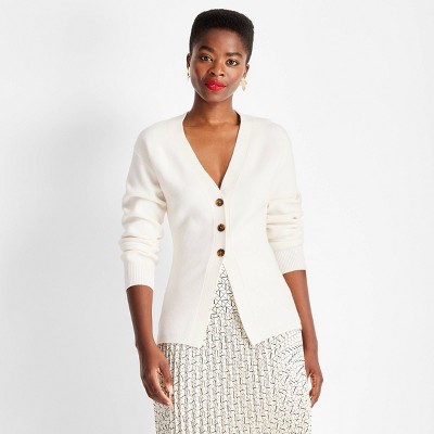 Women's Nipped Waist Cardigan - Future Collective Cream Xs : Target