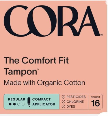 Cora Organic Cotton Tampons - Regular Absorbency - 32ct : Target
