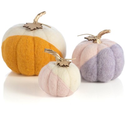 Shiraleah Set Of 3 Assorted Felt Mulicolor Decorative Pumpkins : Target
