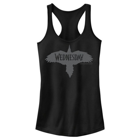 Juniors Womens Wednesday Raven Logo Racerback Tank Top : Target