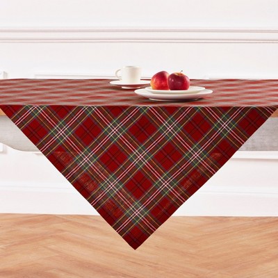 Solino Home Linen Plaid Table Throw Red 52 X 52 Inches | Classic Tartan ...