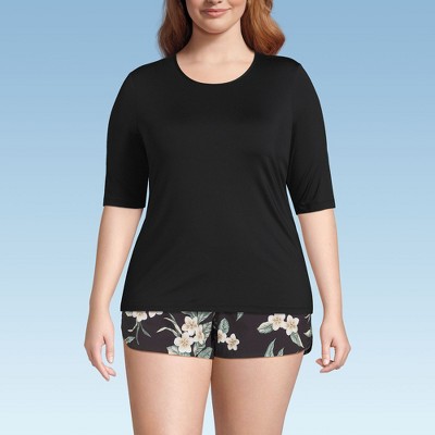 Lands' End Women's Plus Size Long Sleeve Relaxed Upf 50 Rash Guard - 2x ...