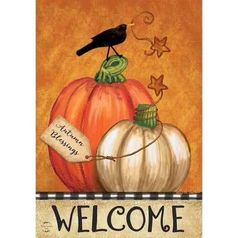 Rustic Pumpkins Fall Garden Flag Primitive Welcome Crow 12.5"x18 ...