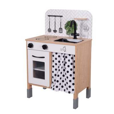 Qaba Wooden Play Kitchen With Realistic Lights And Sounds, Height ...
