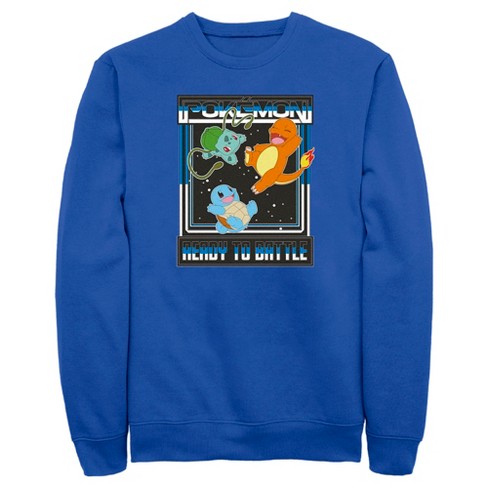Men's Pokemon Ready To Battle Trio Sweatshirt - Royal Blue - X Large ...