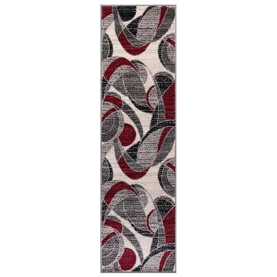 World Rug Gallery Modern Geometric Circular Harmony Area Rug - Red 2'x7 ...