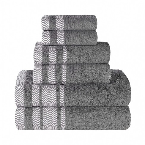 Cotton Medium Weight 6 Piece Bathroom Towel Set, Grey - Blue Nile Mills ...