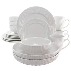 16pc Porcelain Beaded Rim Dinnerware Set White - Threshold™ : Target