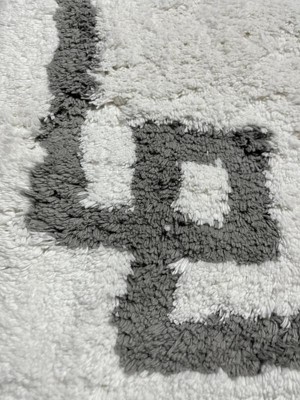 24"x72" Geometric Cotton Tufted Bath Rug Gray : Target