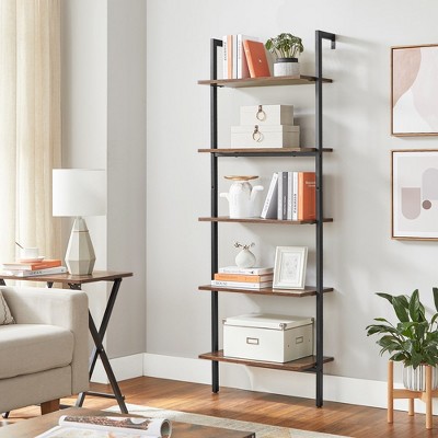 Tangkula 2 Pcs 5 Tier Ladder Shelf 71" Wall-mounted Bookshelf Display ...