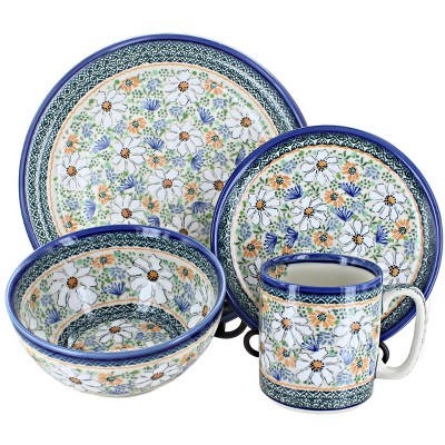 Blue Rose Polish Pottery Enchanted Garden 16 Piece Dinnerware Set : Target