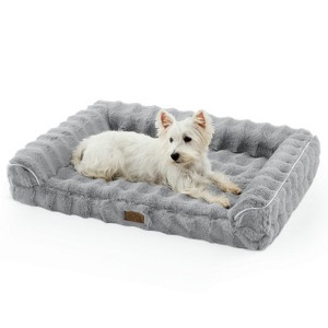 Faux Fur Washable U-Shaped Orthopedic Dog Bed with Anti-Slip Bottom ...