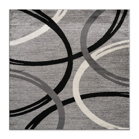 World Rug Gallery Contemporary Abstract Circles Design Area Rug - Gray ...
