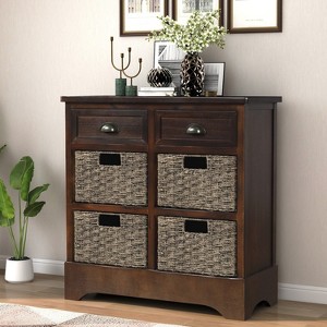 KTMBDW Storage Cabinet Rustic Storage Organizer with 2 Drawers and 4 ...