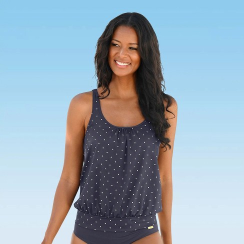 Women's Dotted Oversized Tankini Swimsuit Top - Lascana - Navy Polka ...