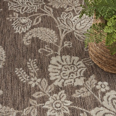 Nourison 6' X 9' Garden Oasis Flatweave Indoor Outdoor Area Rug Mocha ...
