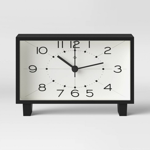 6" Rectangle Mantel Clock Black - Threshold™: Modern Analog Table Clock ...