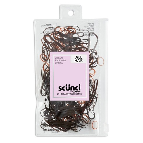 Scünci Mixed Size Polyband Elastic Hair Ties - Brown - 300pcs : Target